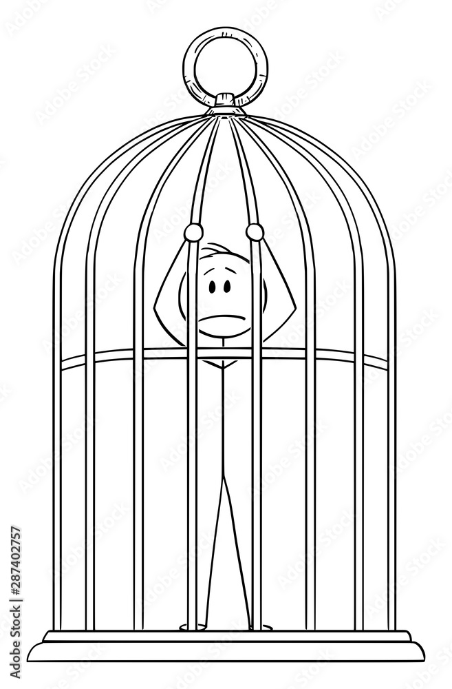 Vector cartoon stick figure drawing conceptual illustration of man or ...