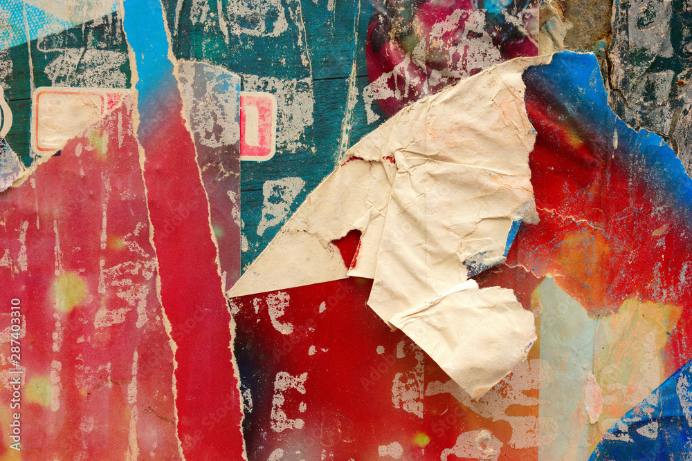 Old ripped torn posters grunge texture background creased crumpled ...