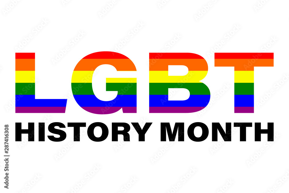 LGBT history month in October. LGBT flag in text. Poster, card, banner ...
