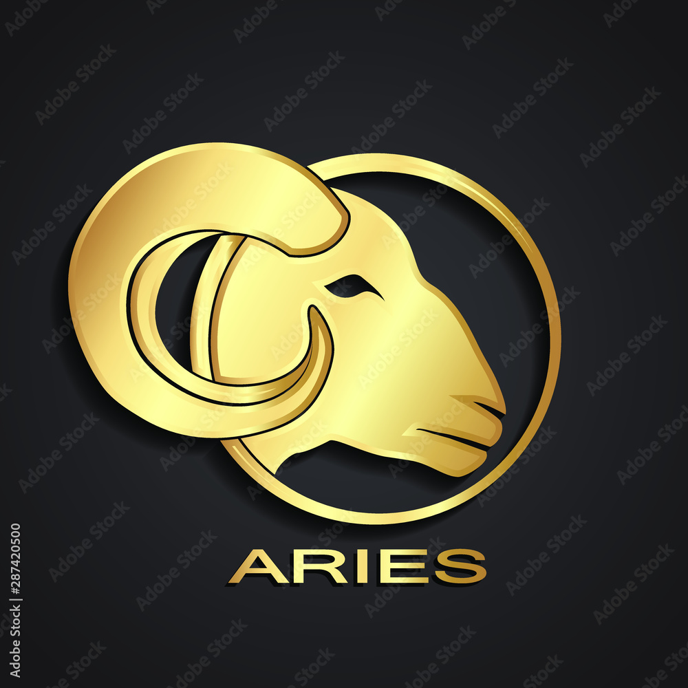 3d golden ram head logo Stock Vector | Adobe Stock