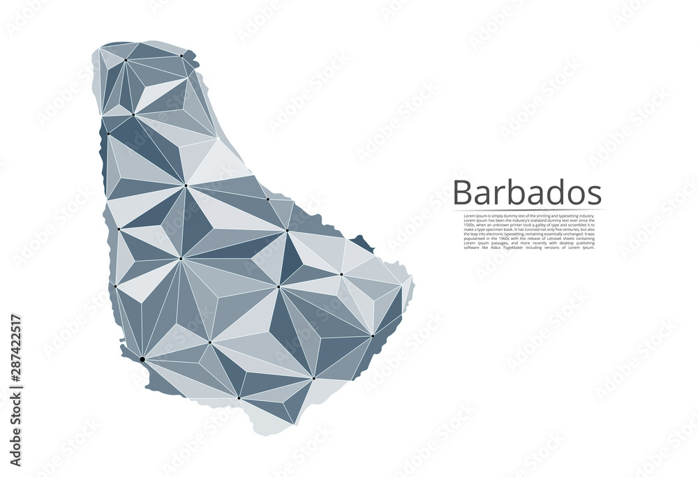 Map of Barbados connection. Vector low-poly image of a global map with ...