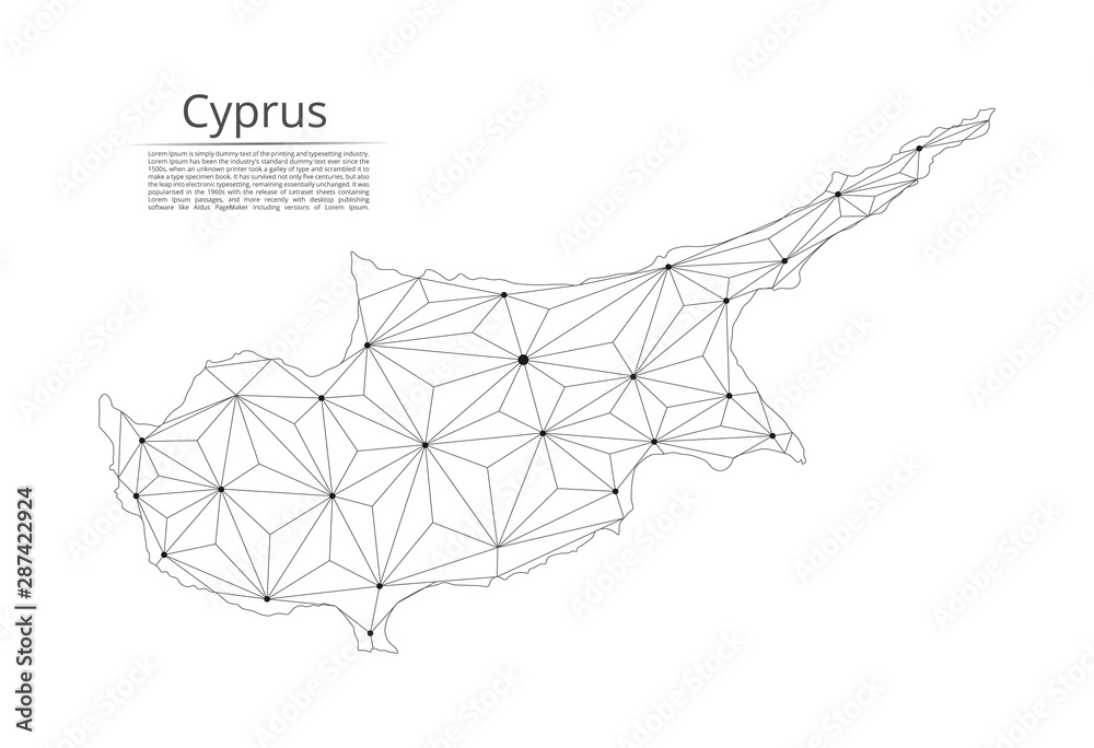 Map of Cyprus connection. Vector low-poly image of a global map with ...
