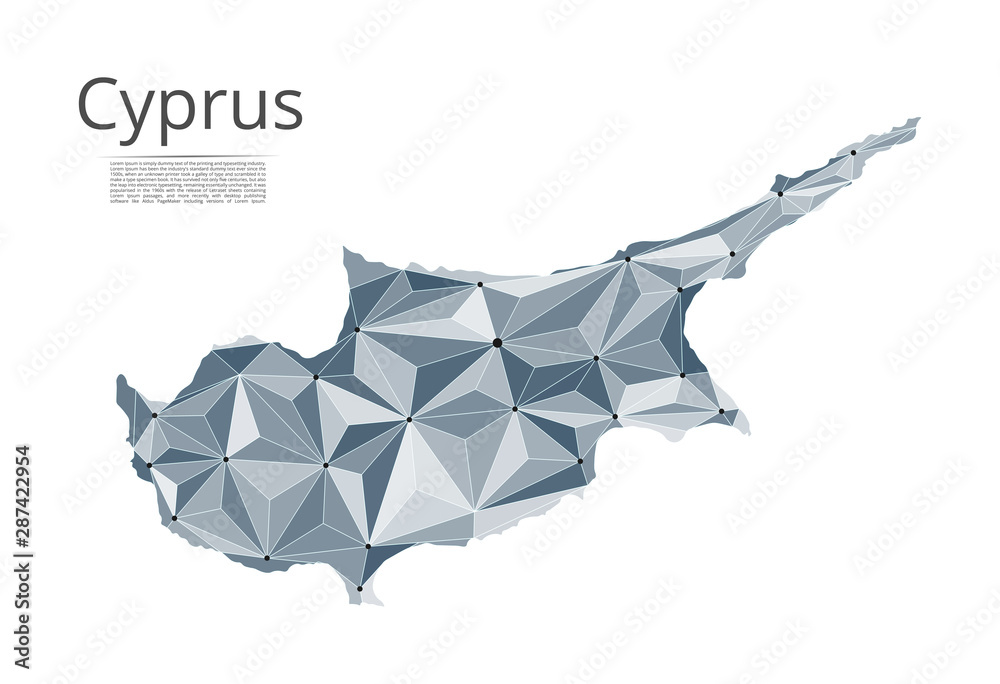 Map of Cyprus connection. Vector low-poly image of a global map with ...
