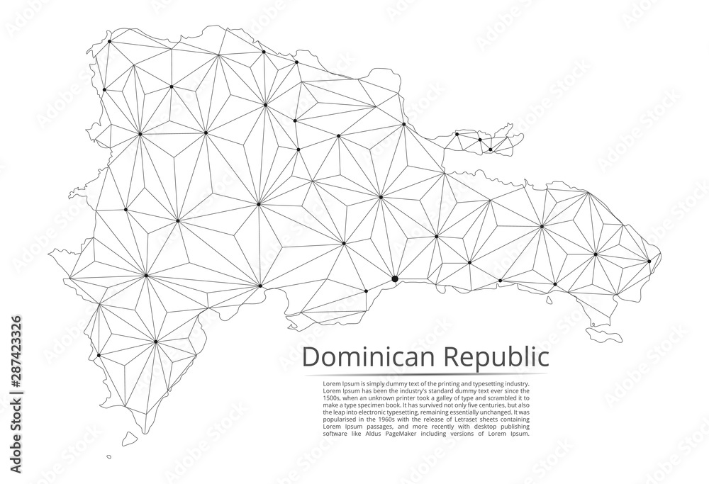 Map of Dominican Republic connection. Vector low-poly image of a global ...