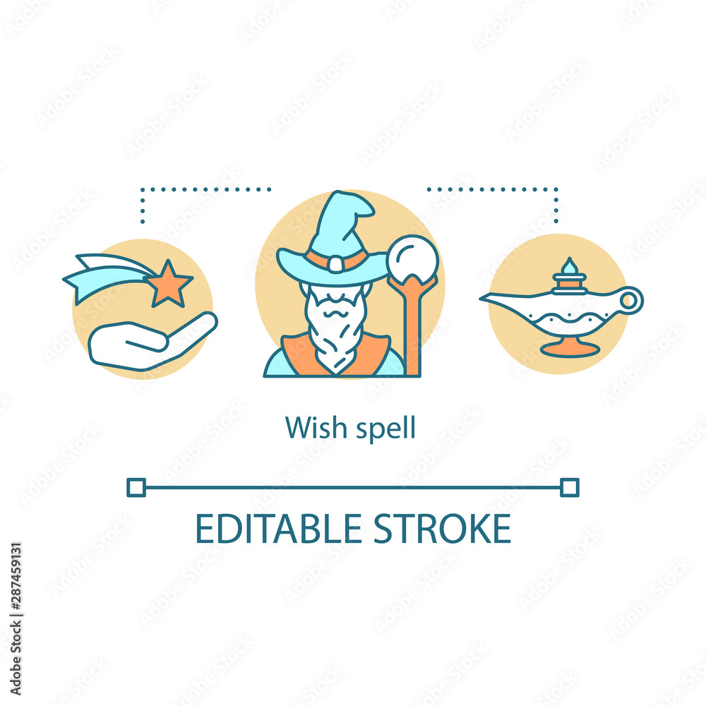 Wish spells concept icon. Sorcery, desire fulfillment and wizardry idea ...