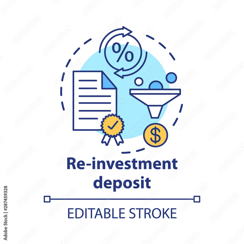 Savings concept icon. Reinvestment deposit idea thin line illustration ...