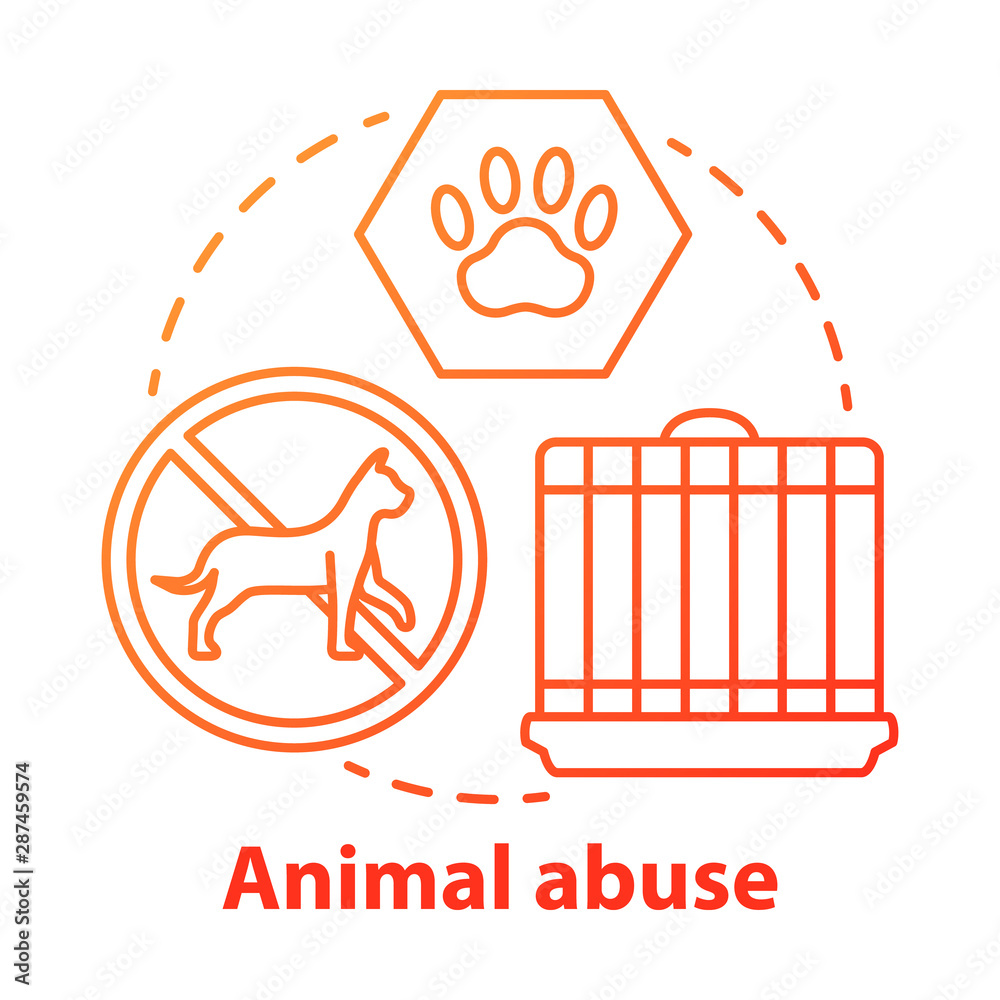 Animal abuse and harm concept icon. Zoosadism. Animal neglect, cruelty ...