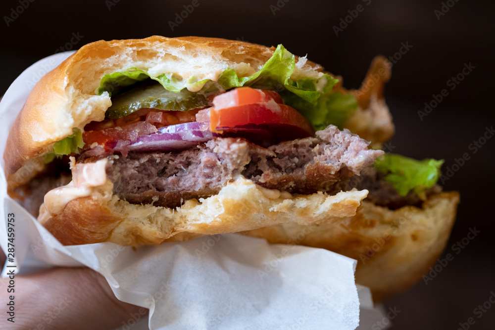 Big Tasty Sandwich - Hamburger Or American Burger With Beef, Pickles ...