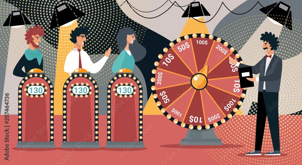 Quiz Show Vector Illustration. Man Game Show Host, Cartoon People ...