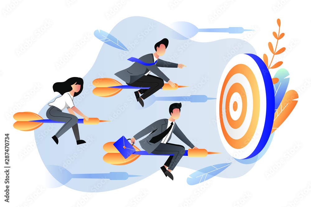Business goal achievement concept. Vector flat cartoon illustration ...