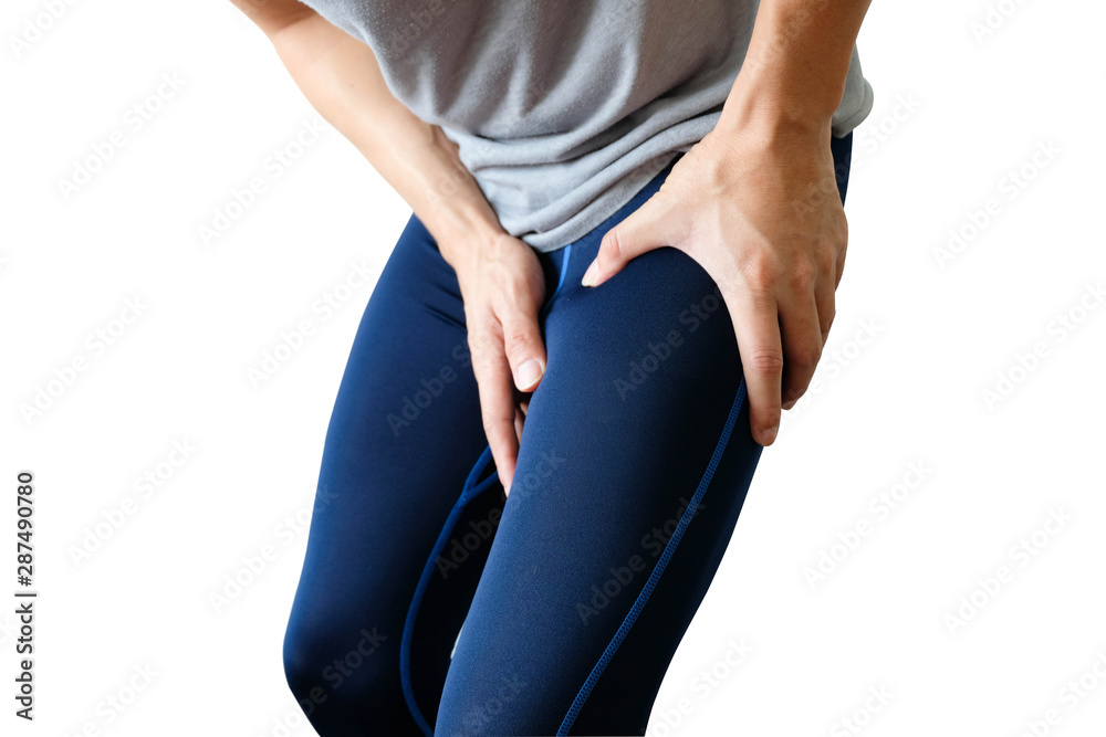 pain calf muscles .man stand hand caught at the calf muscles. health ...