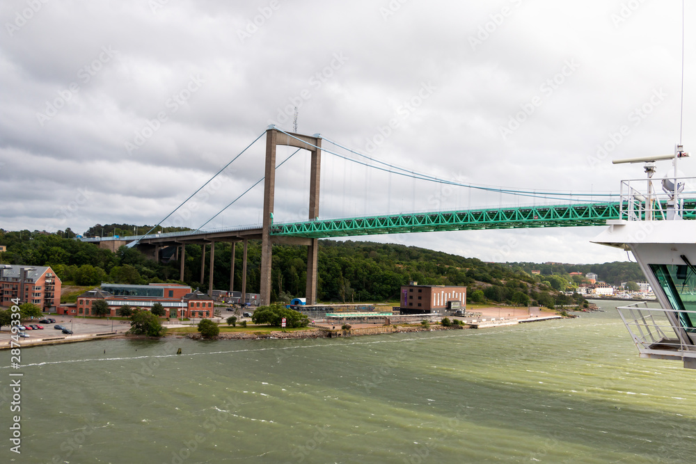 Gothenburg a city in Sweden, with a view on the beautiful green bridge ...