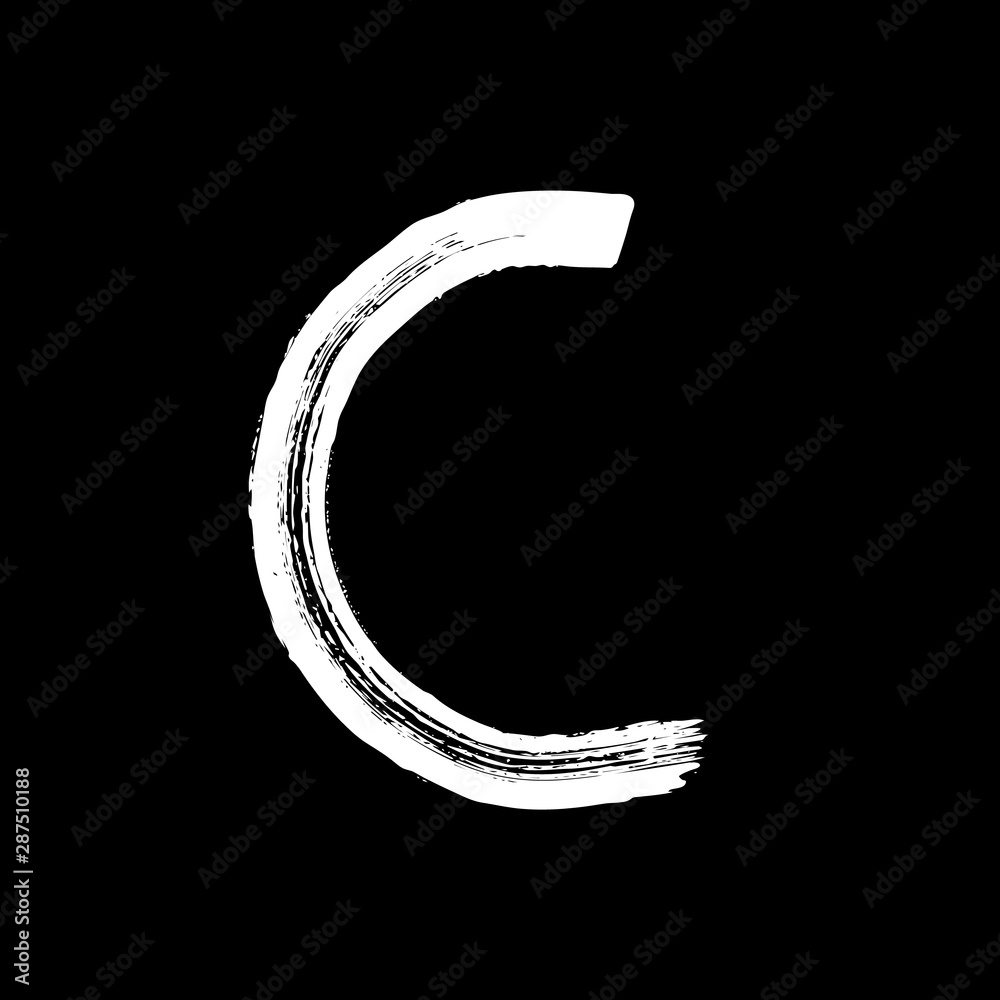 Vector hand paint letter C. Hand drawn letter with dry brush. Marker ...