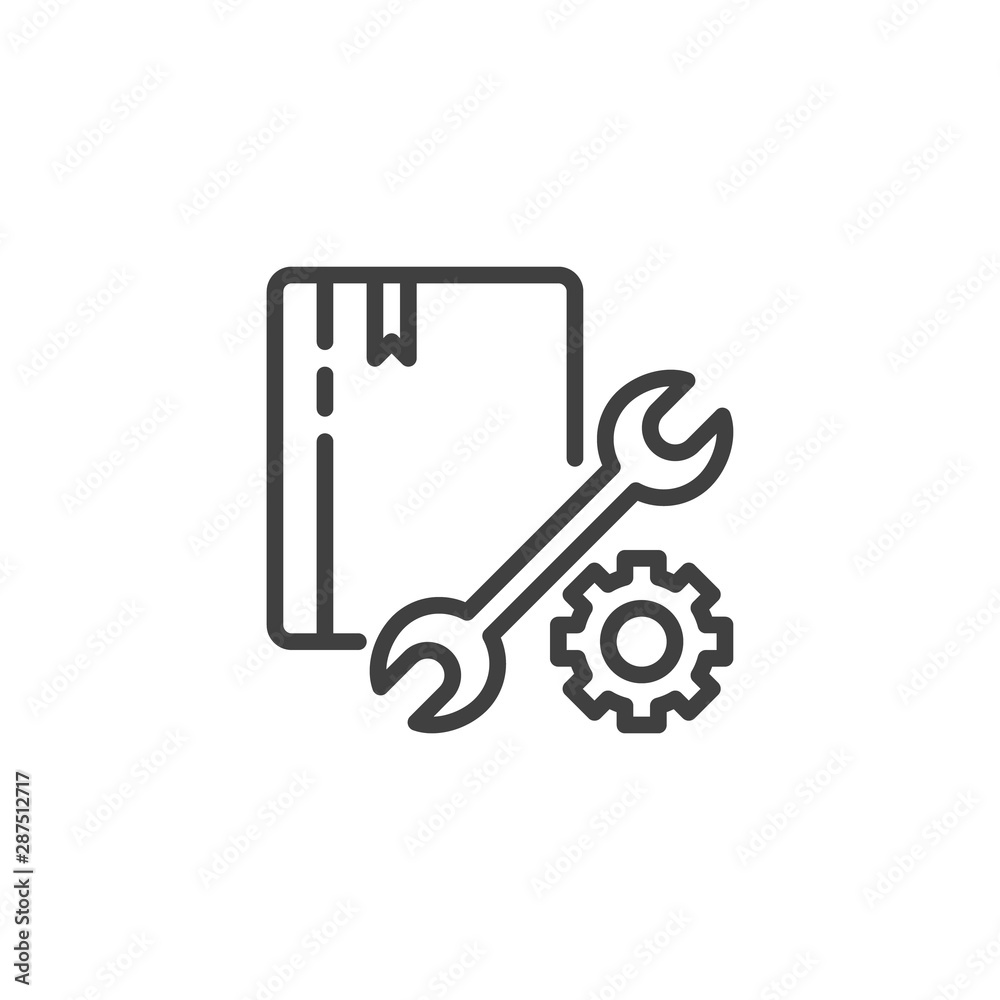 Vetor de Support, manual book line icon. Technical service linear style ...
