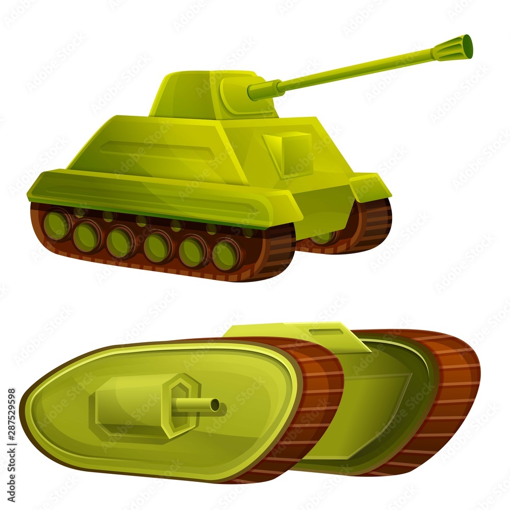 cartoon set of green old tanks, vector illustration Stock Vector ...