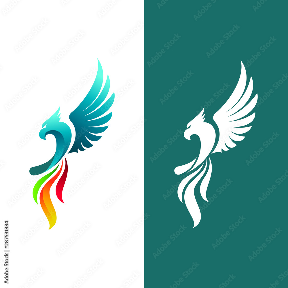phoenix logo with colorful design template, eagle logo and simple ...