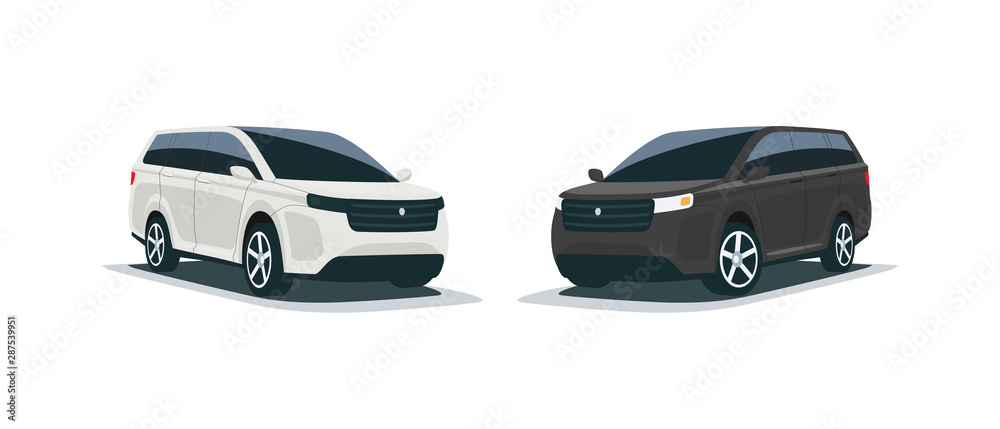 Cartoon vector illustration of an abstract modern all-terrain white and ...