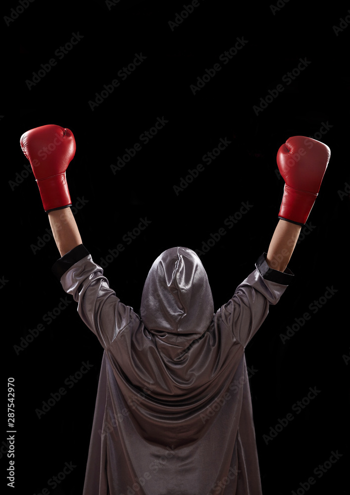 Professional boxer in victory pose. Champion. Stock Photo | Adobe Stock