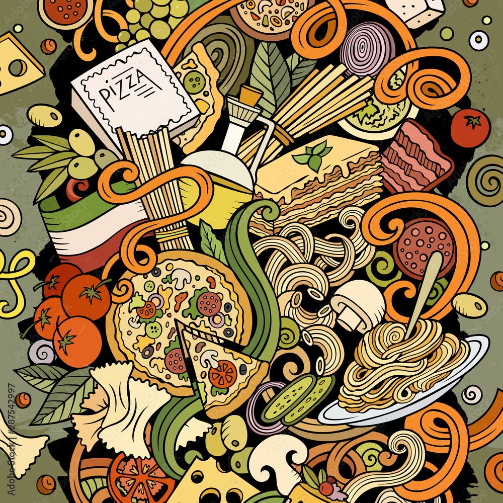 Cartoon cute doodles Italian Food illustration Stock Illustration ...