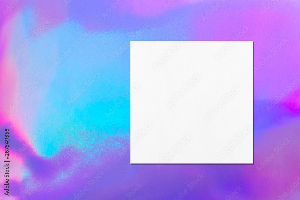 Empty white square flyer or business card mockup with soft shadows on ...
