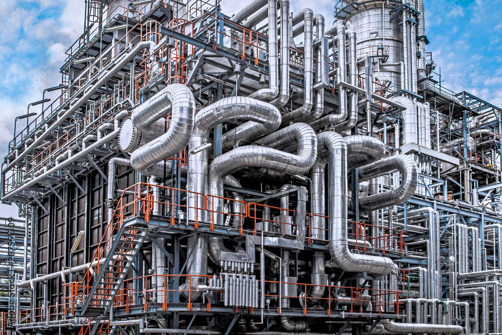 Oil and gas industrial refinery zone,Detail of equipment oil pipeline ...