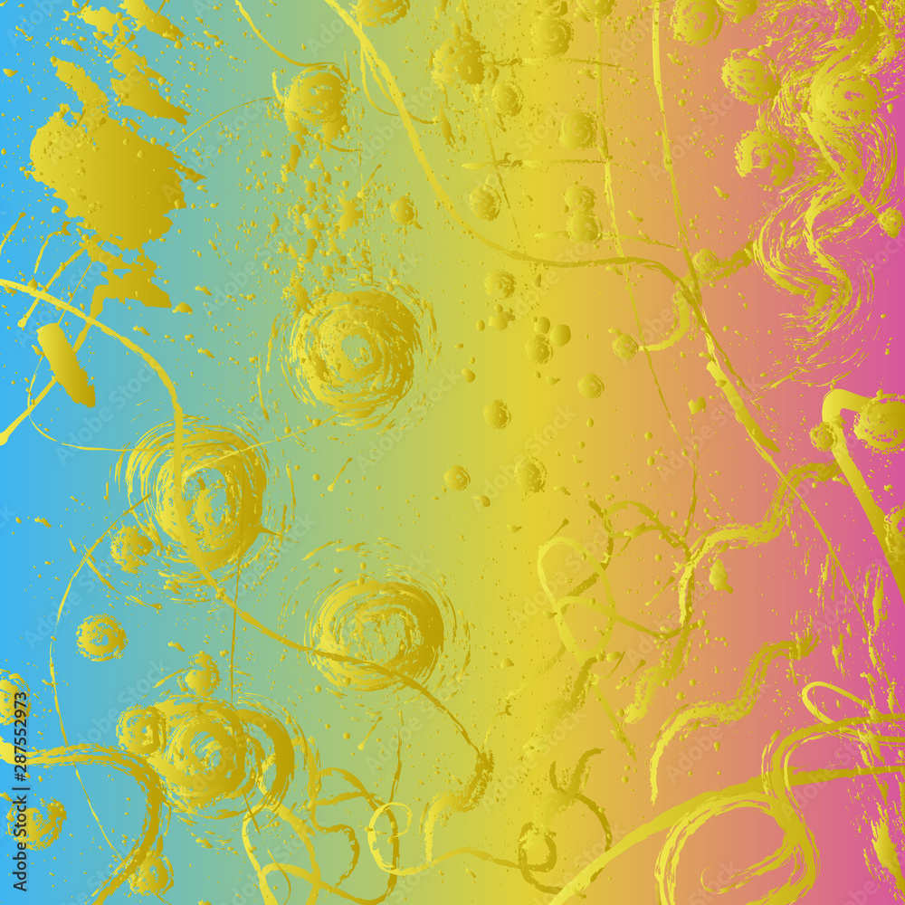 Dry brush hand drawn texture made of gold stains on gradient background ...