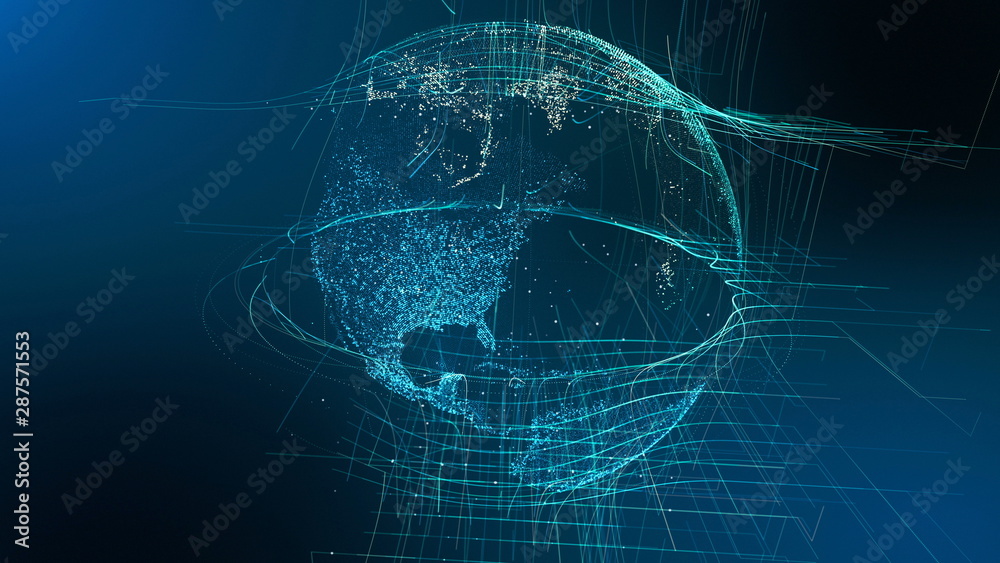 Illustrazione Stock Motion Particle Earth Digital Globe Cyber Concept ...