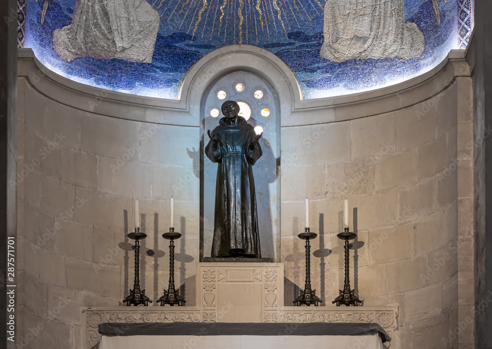 Statue of the Apostle Joseph in the side prayer hall in the catholic ...