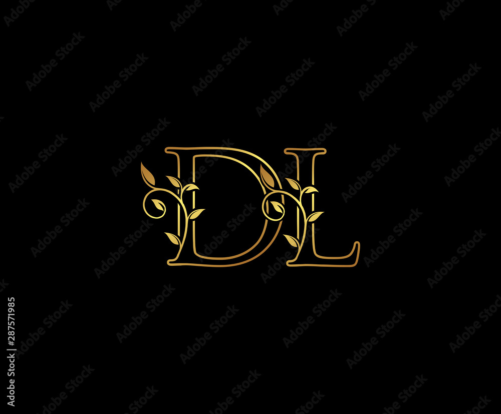 Vetor de Initial letter D and L, DL, Gold Logo Icon, classy gold letter ...