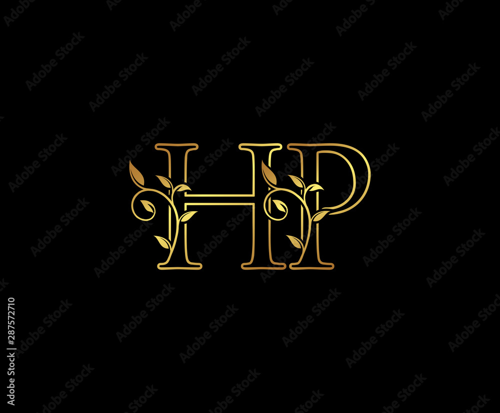 Initial letter H and P, HP, Gold Logo Icon, classy gold letter monogram ...