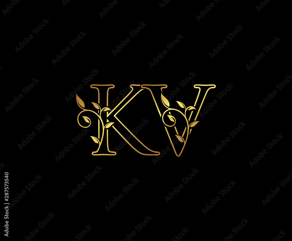 Vettoriale Stock Initial letter K and V, KV, Gold Logo Icon, classy ...