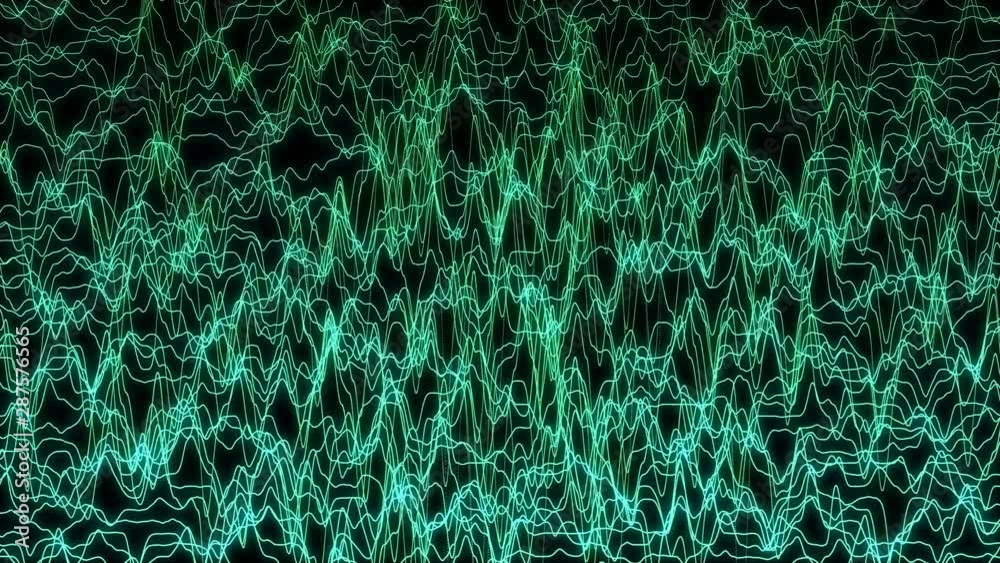 Voice speech full screen waveform distortion of analogue lines. Loop ...