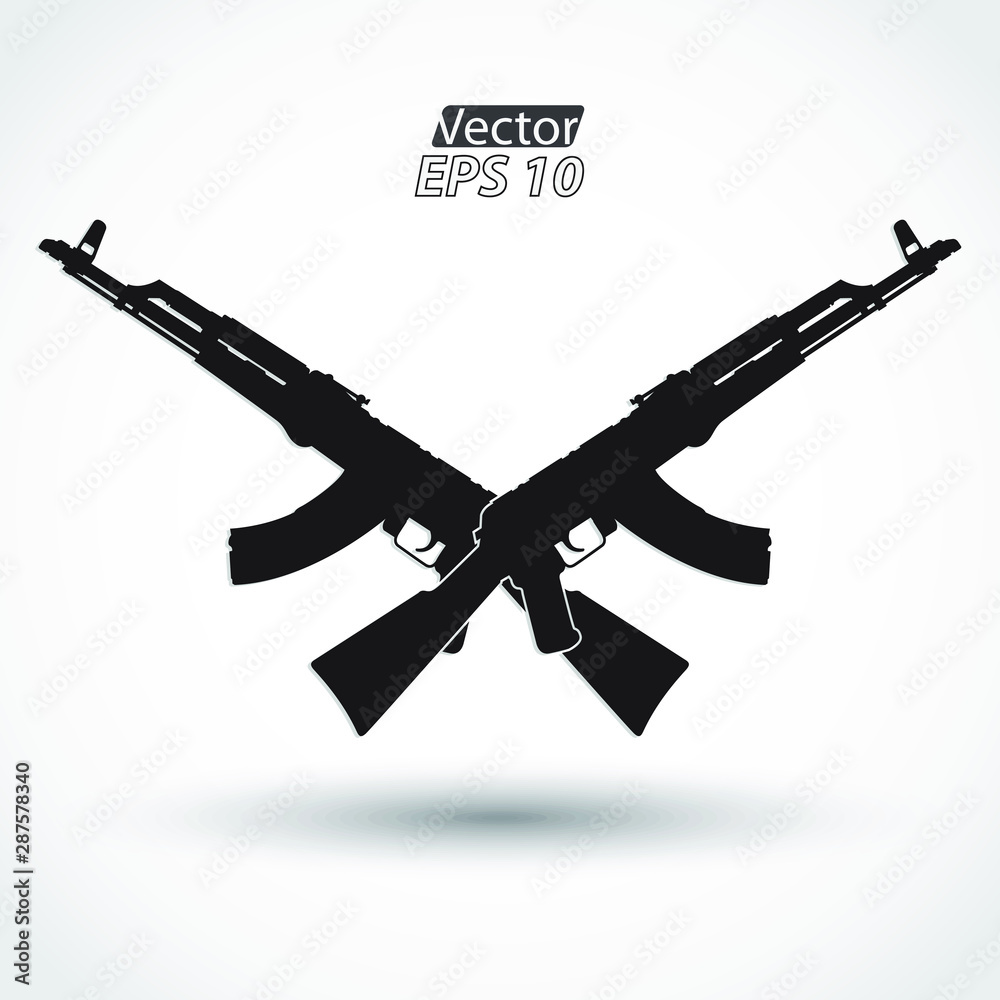 crossed silhouette AK47 assault riffle symbol Stock Vector | Adobe Stock