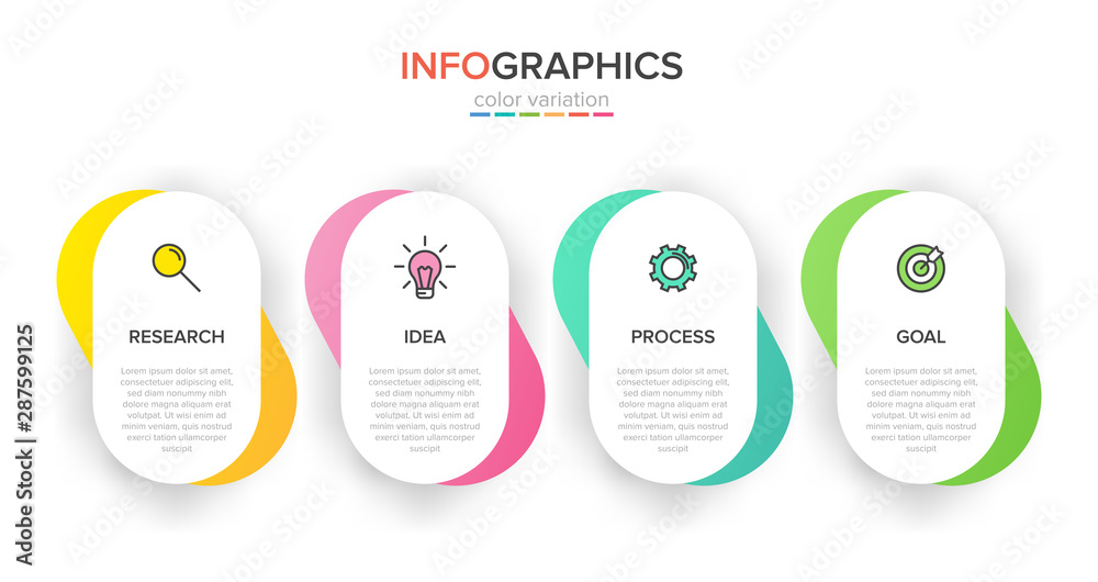 Infographic design with icons and 4 options or steps. Thin line vector ...