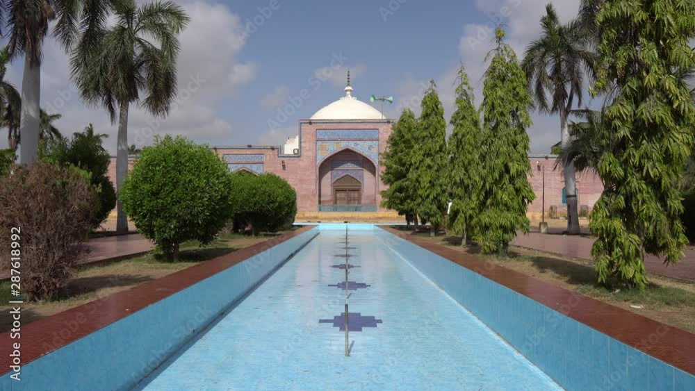 Thatta Shah Jahan Mosque Frontal View with Empty Fountain Trees and ...