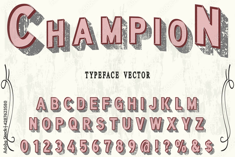 abc font handcrafted typeface vector vintage named vintage champion ...