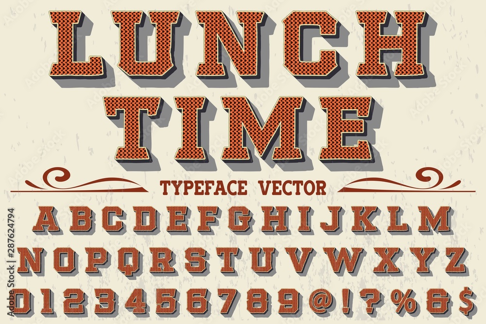 abc font handcrafted typeface vector vintage named vintage lunch time ...