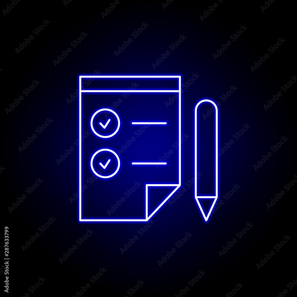 Checklist pen line neon icon. Elements of Business illustration line ...