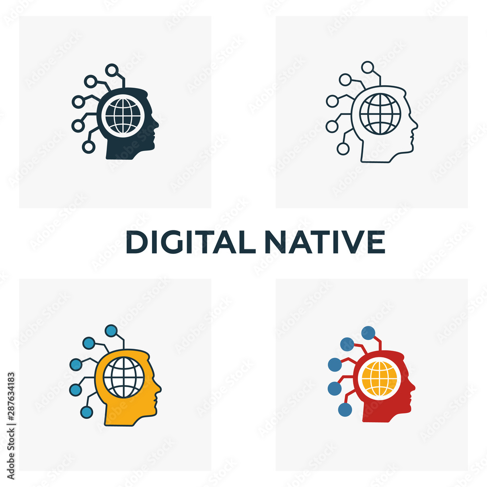 Digital Native icon set. Four elements in diferent styles from fintech ...