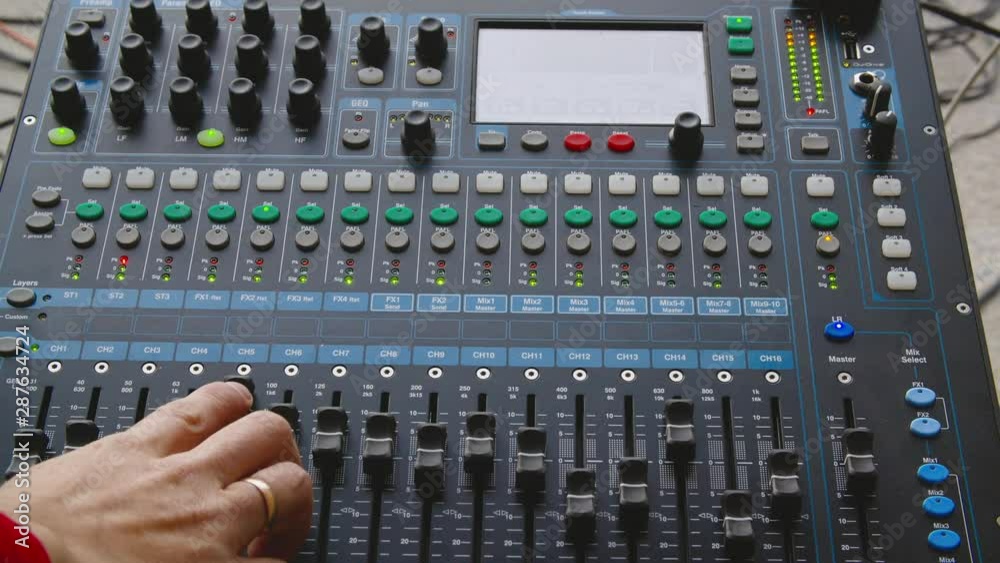 DJ controller for mixing music on performance. Sound engineer using ...