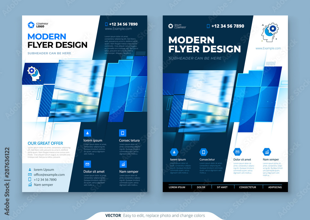 Vetor de Blue Flyer Template Layout Design. Corporate Business Flyer ...