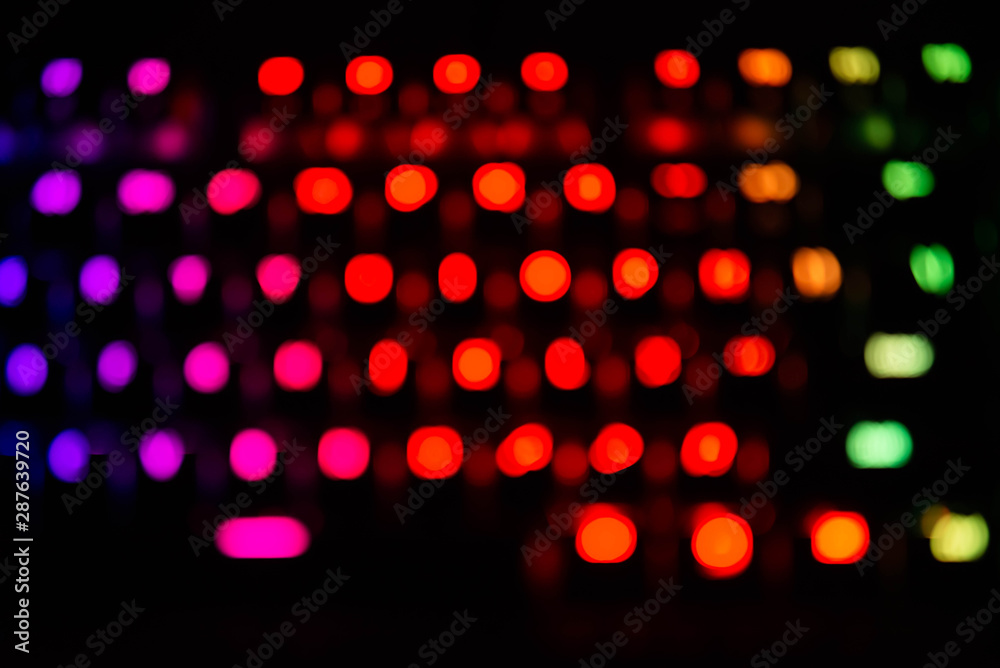 Diagonal RGB gaming keyboard bokeh background. Colorful mechanical ...