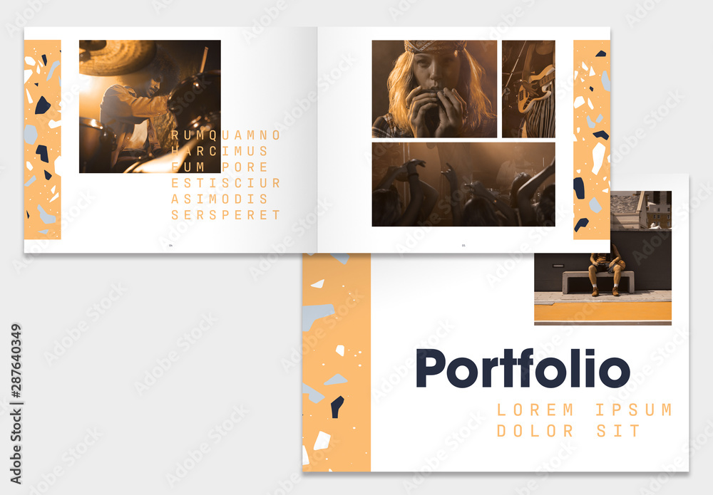 Portfolio Layout with Terrazzo Pattern Elements Stock Template | Adobe ...