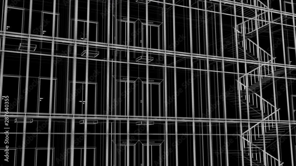 Beautiful Abstract Modern Building Facade Grid Construction Blueprint ...