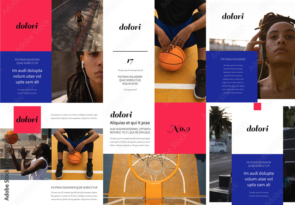 Bright Red and Blue Social Media Post Layout Set Stock Template | Adobe ...