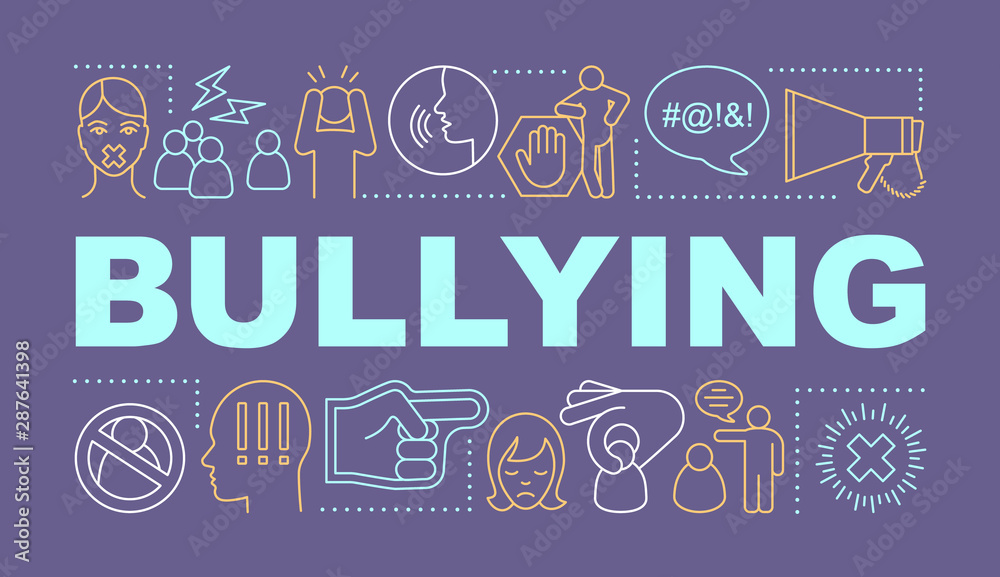Bullying word concepts banner. Social abuse, oppression and violence ...
