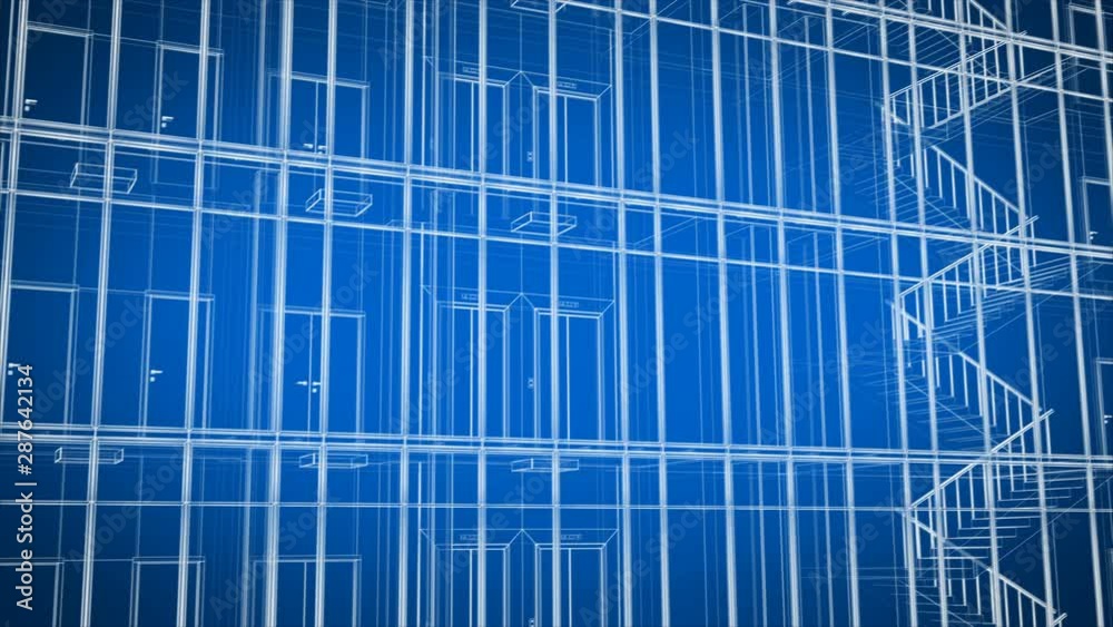 Abstract Beautiful Modern Building Facade Grid Construction Blueprint ...