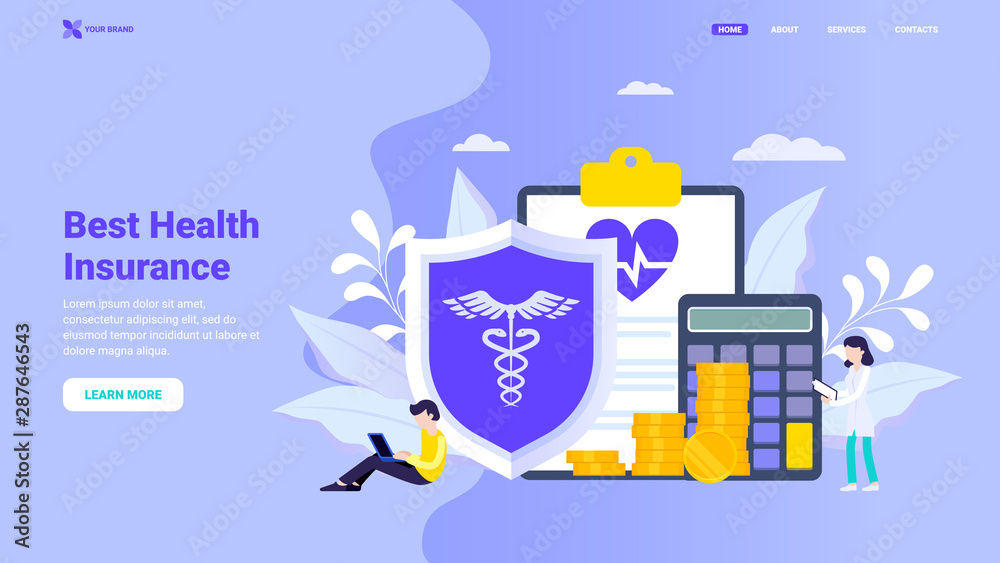 Protect your health landing page concept. Buy health insurance online ...