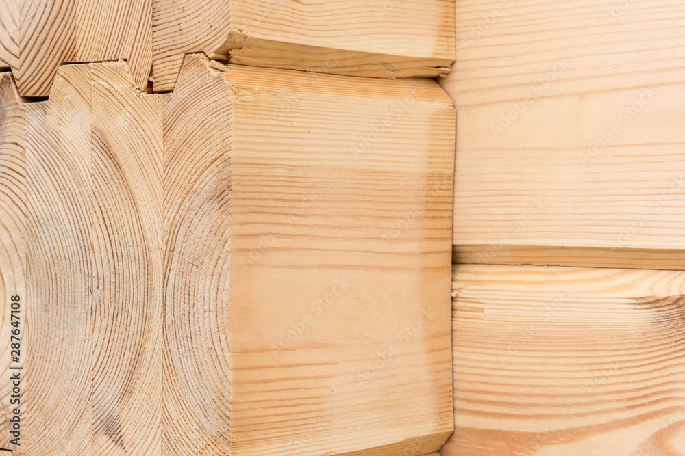 Wood Glued timber close up. Wooden grain timber end background. Glued ...