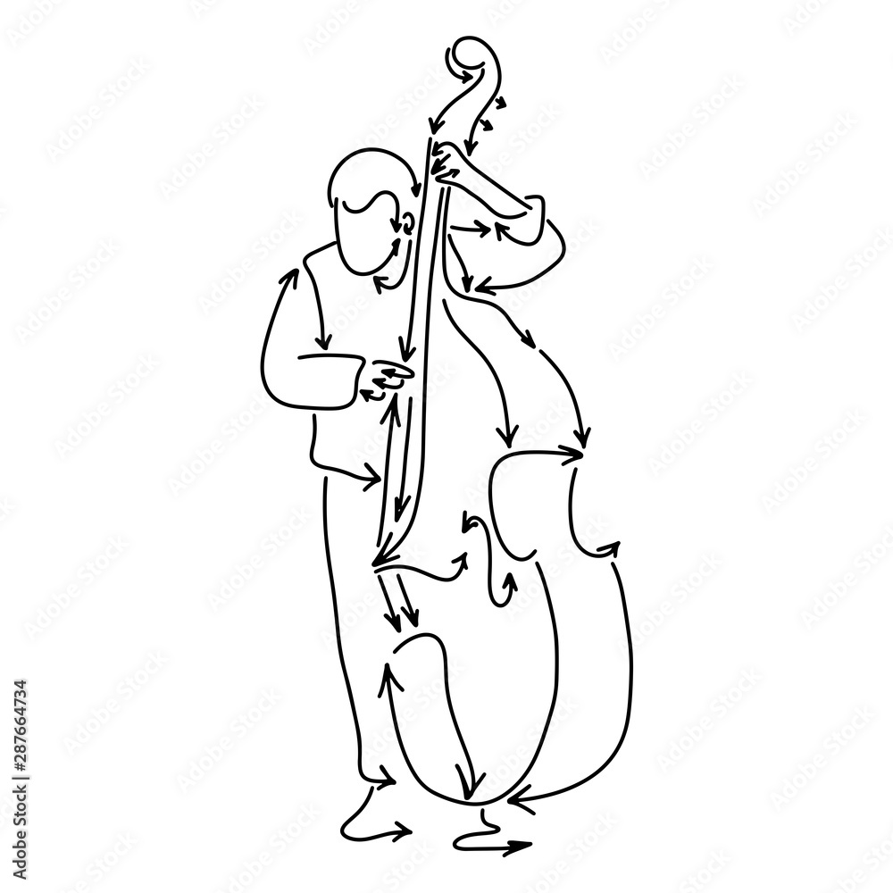 musician playing double bass made from arrow vector illustration sketch ...
